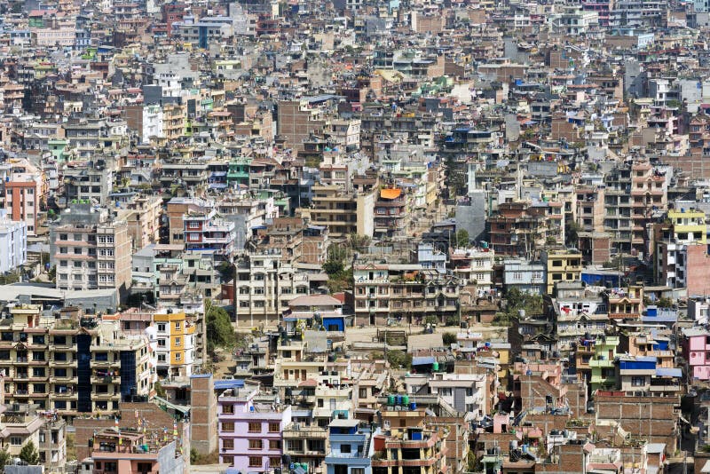 Buildings in Kathmandu City, Unplanned Urbanization, Nepal Stock Image ...