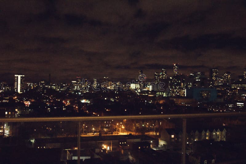 Buildings and Lights at Night Stock Image - Image of skyline, urban ...