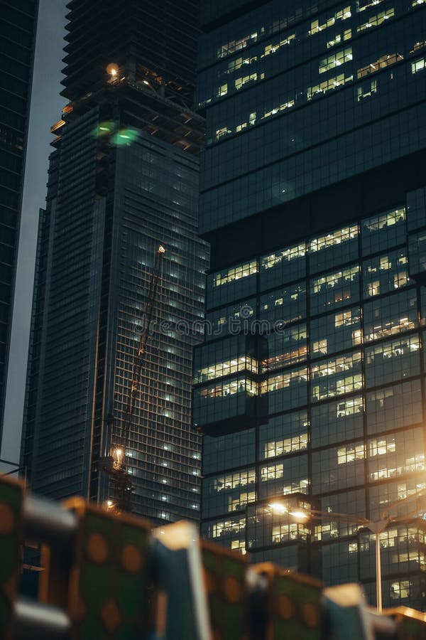 Buildings and Lights at Night in the City Stock Image - Image of lights ...