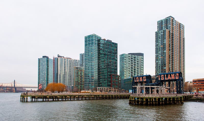 The Buildings of Long Island at Sunset Stock Image - Image of sunset ...