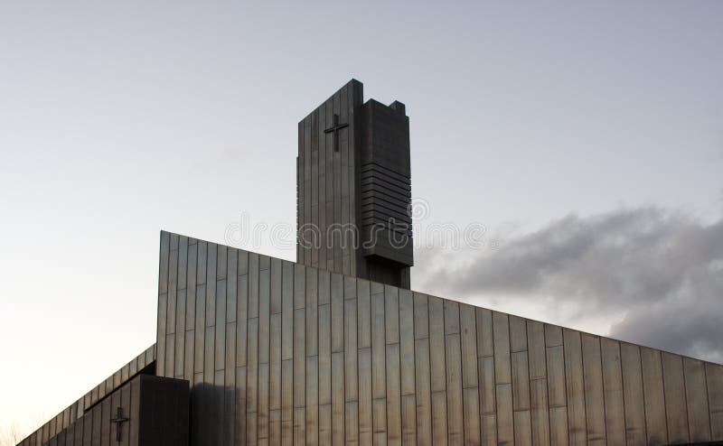 Buildings Made Out of Metal with a Cross on Top Stock Photo - Image of ...