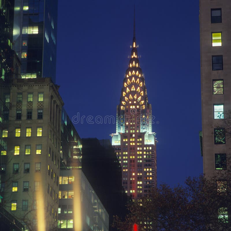 Buildings of Manhattan at Night. Editorial Stock Image - Image of ...