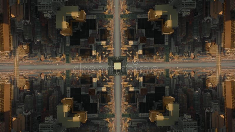 Buildings in Metropolis Theme, Development Lit by Sun. Abstract ...