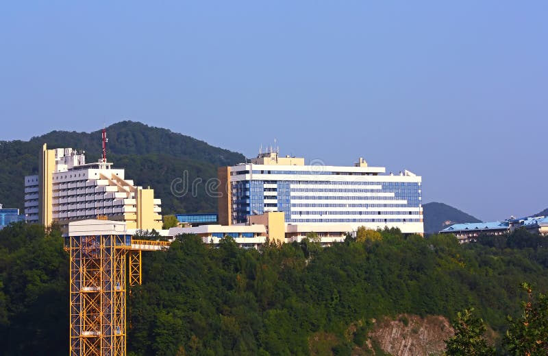 Buildings in mountains stock image. Image of landscape - 19117217