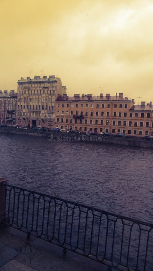Buildings near the river stock image. Image of city, fence - 52150995