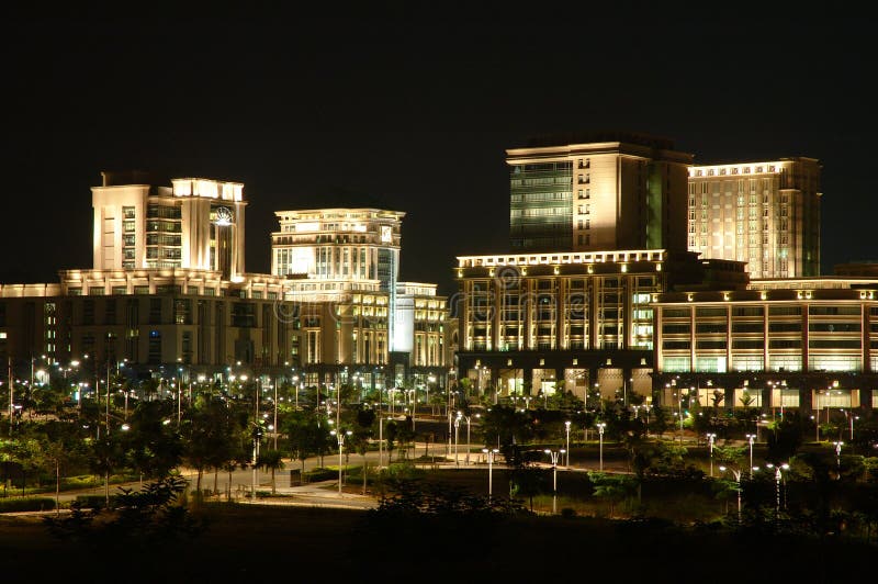 Buildings at night stock image. Image of work, architect - 300823