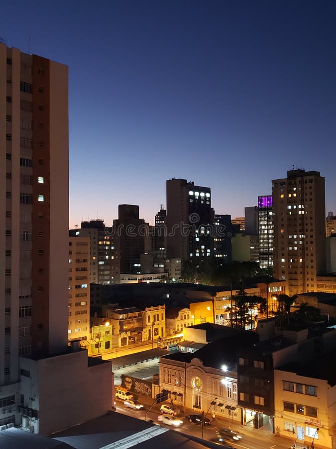 Buildings at Night, Downtown Curitiba Brazil Stock Image - Image of ...
