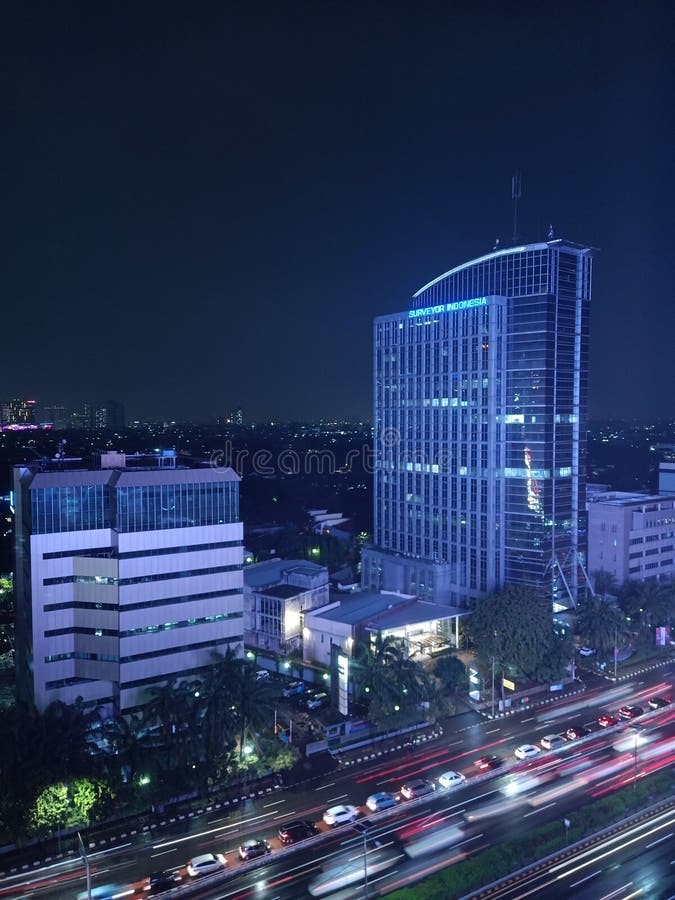 Buildings at Night Jakarta City Editorial Photography - Image of ...