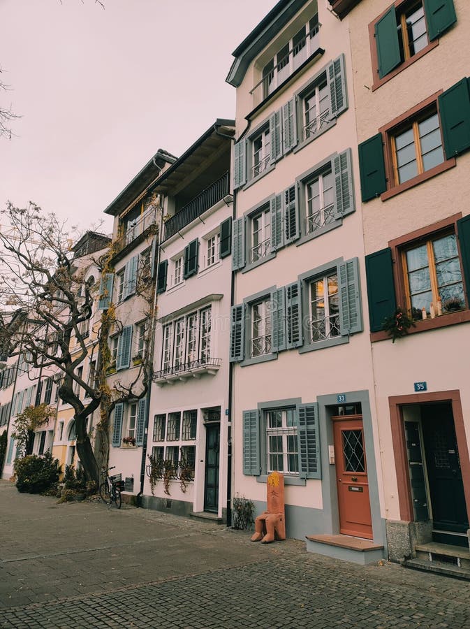 Buildings in Old Town of Basel Stock Photo - Image of street ...