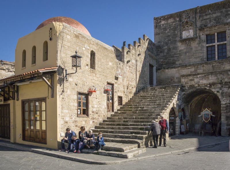Buildings in Old Town, Rhodes Editorial Stock Image - Image of port ...