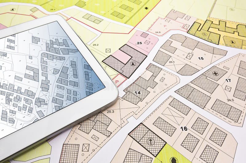 Buildings Permit Concept with Imaginary Cadastral on Digital Tablet ...
