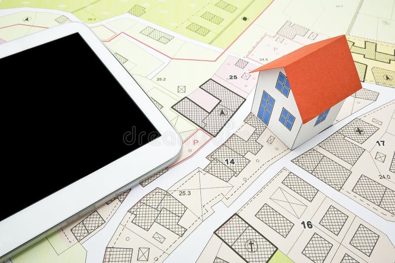 Buildings Permit Concept with Imaginary Cadastral on Digital Tablet ...