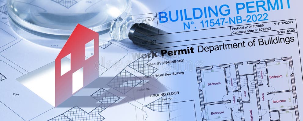 Buildings Permit Concept with Imaginary Cadastral Map - Building Activity and Construction ...