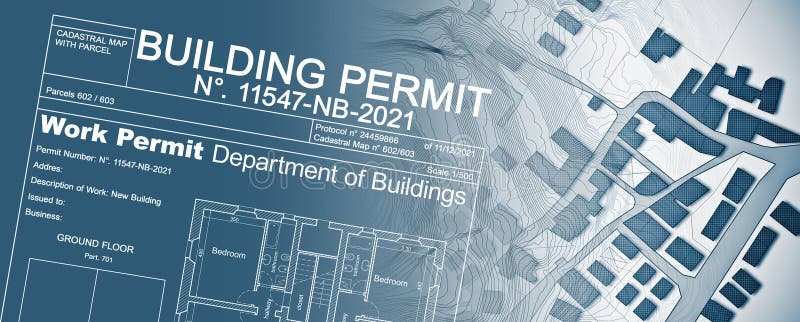 Buildings Permit Concept with Imaginary Cadastral Map Stock ...