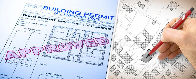 Buildings Permit Concept with Imaginary Cadastral Map - Building ...