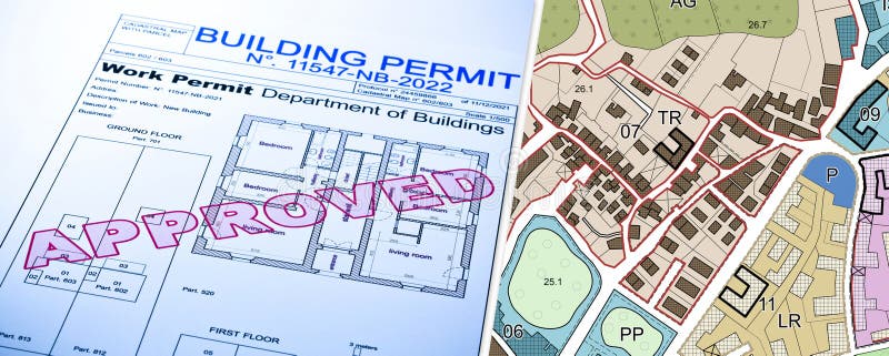 Buildings Permit Concept with Imaginary Cadastral Map - Building ...