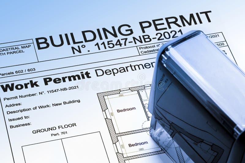 Buildings Permit Concept with Residential Building Project and Plastic ...