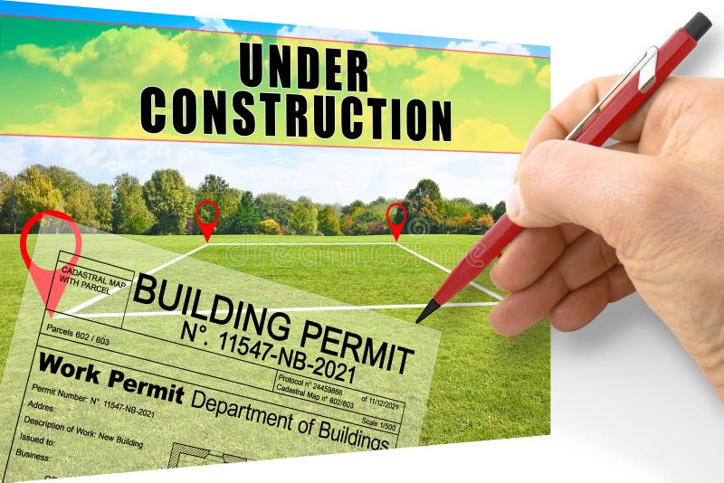 Buildings Permit with Vacant Land on a Field with Trees Available for ...