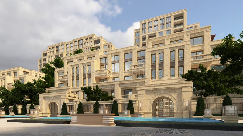 Buildings Photorealistic Render Stock Illustration - Illustration of ...