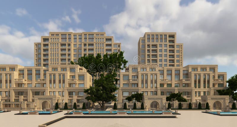 Buildings Photorealistic Render Stock Illustration - Illustration of ...