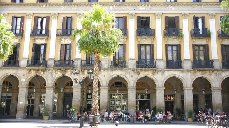 Buildings in the Plaza Real Editorial Photography - Image of walk ...