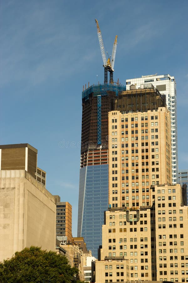 Buildings on Rector Street, NY Stock Photo - Image of crane, tower ...
