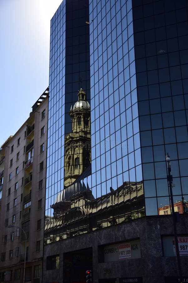The Buildings are Reflected in the Mirrored Facade of a Modern ...