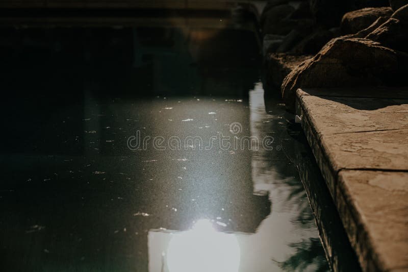 Buildings Reflected in the Pool Water Stock Image - Image of rays ...