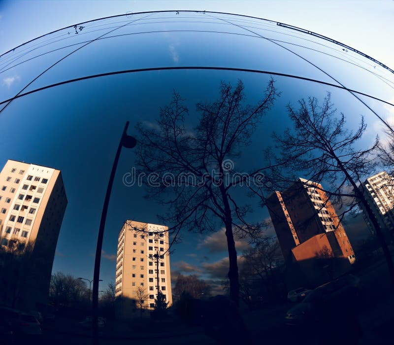 Buildings Reflecting in Modern Glass Building in the Suburbs Stock ...