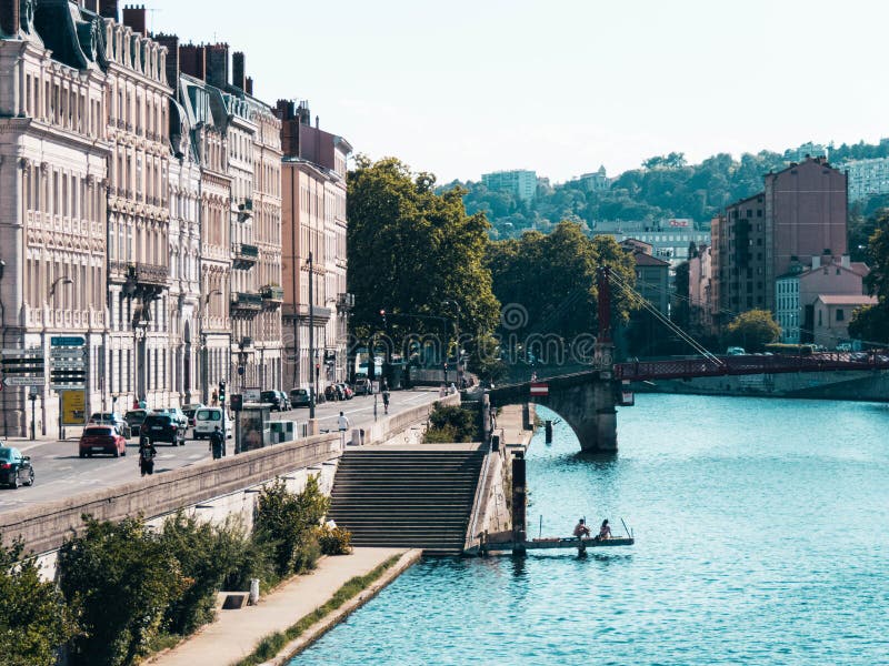 Buildings by the River. Lyon, France Editorial Image - Image of ...