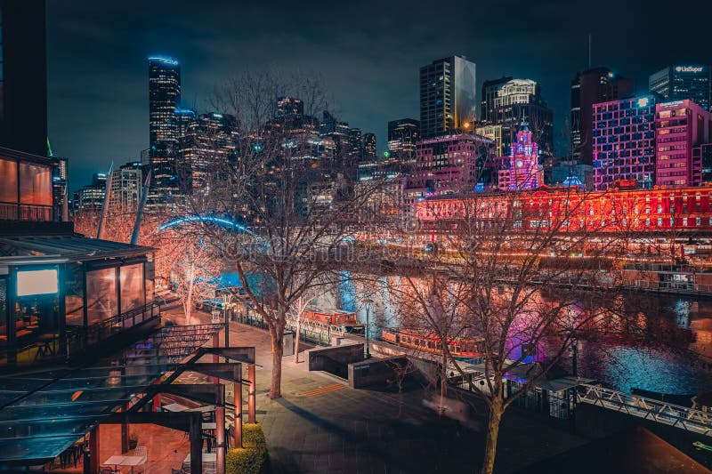 Buildings and River at Night Editorial Stock Image - Image of travel ...