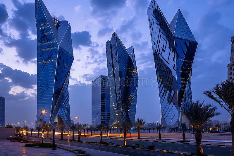 Buildings in Riyadh during the Blue Hour Stock Illustration ...