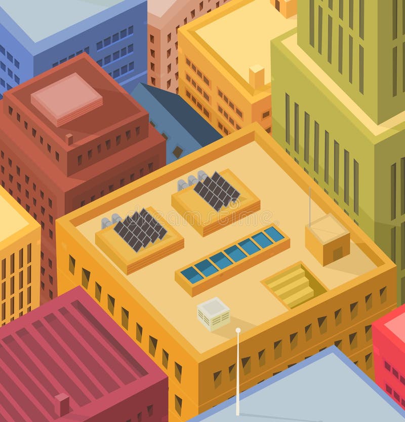 Buildings Roofs - Aerial View Stock Vector - Illustration of energy ...
