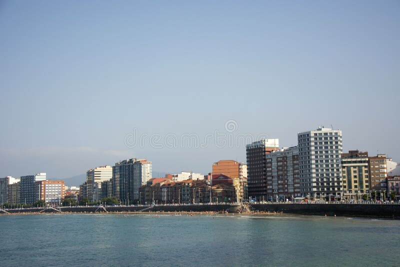 Buildings and sea 2 stock photo. Image of typicalasturian - 92476292