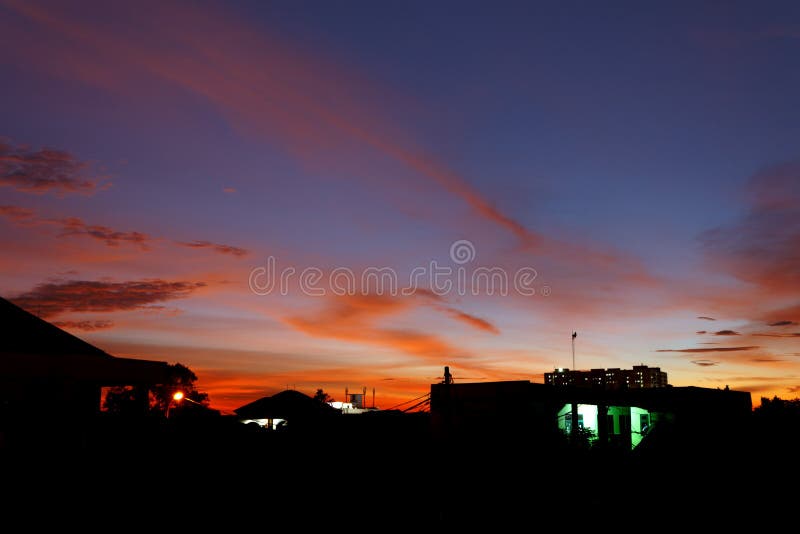 Buildings Silhouette at the Sunset Time Stock Photo - Image of ...