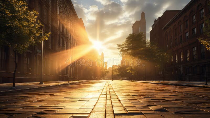 Buildings Sun Ray Background Stock Illustration - Illustration of ...