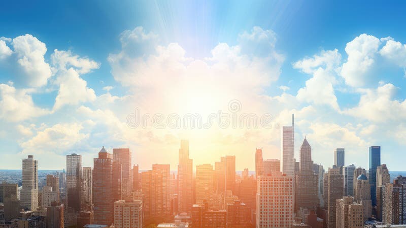 Buildings sun shining stock illustration. Illustration of windows ...