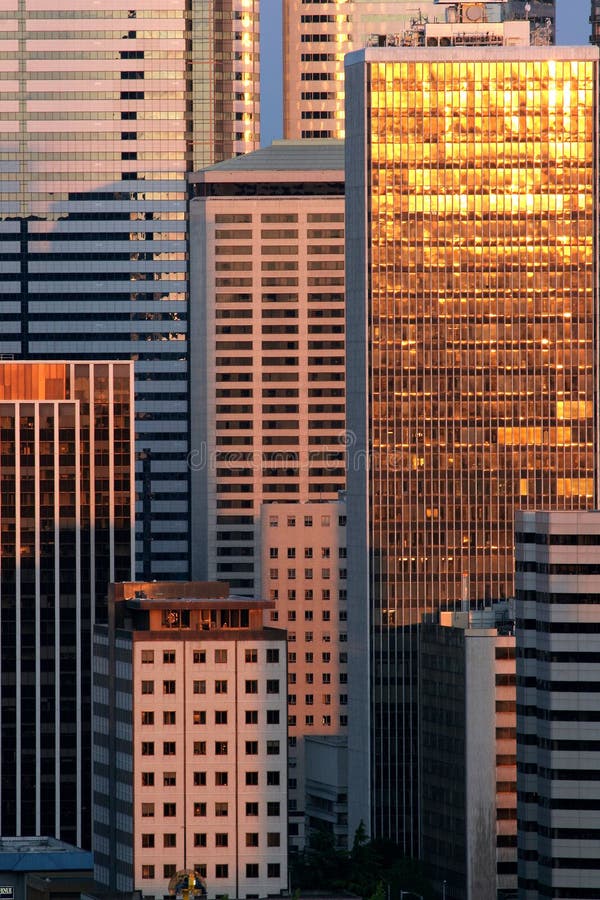 Buildings and Sunset Reflect Stock Image - Image of concrete, sunset ...