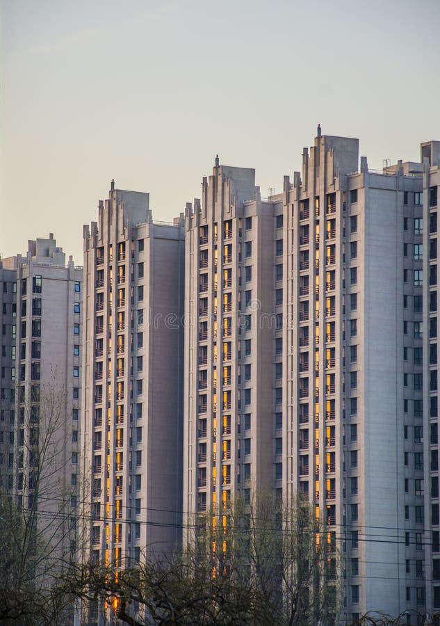 The Buildings at sunset stock image. Image of branch - 63301753