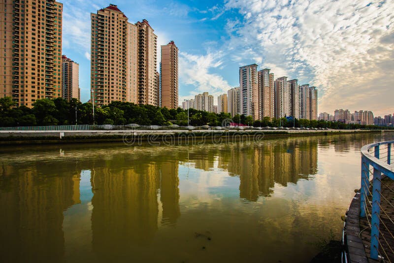 Buildings beside Suzhou River Under Blue Sky and White Cloud in ...