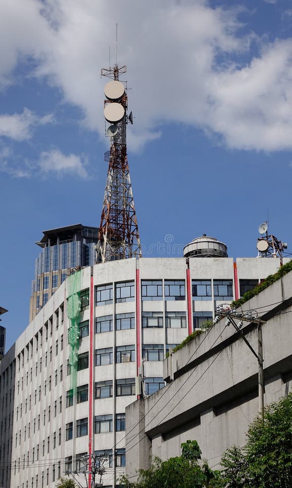 Buildings with Telecom Tower in Manila, Philippines Editorial Image ...
