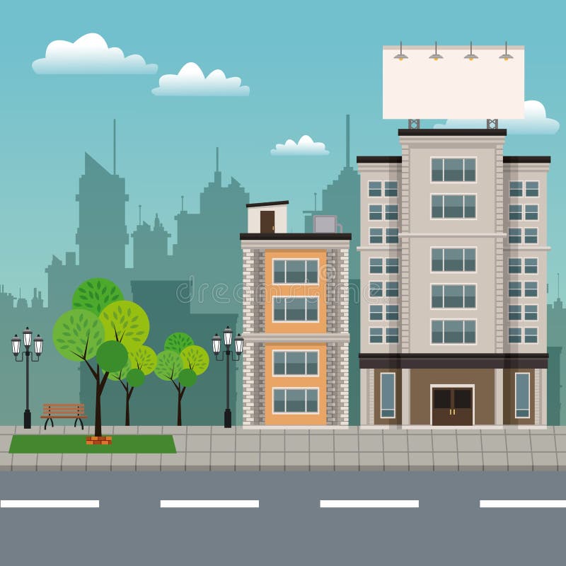 Streetscape Buildings stock illustration. Illustration of worker - 41886120