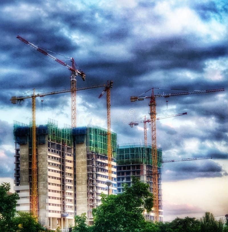 Buildings Under Construction Stock Image - Image of cloudy ...