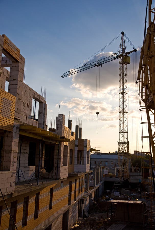 Buildings Under Construction and Crane Stock Photo - Image of ...