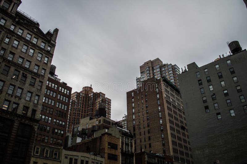 Buildings Under a Grey Sky in Manhattan, New York Stock Photo - Image ...