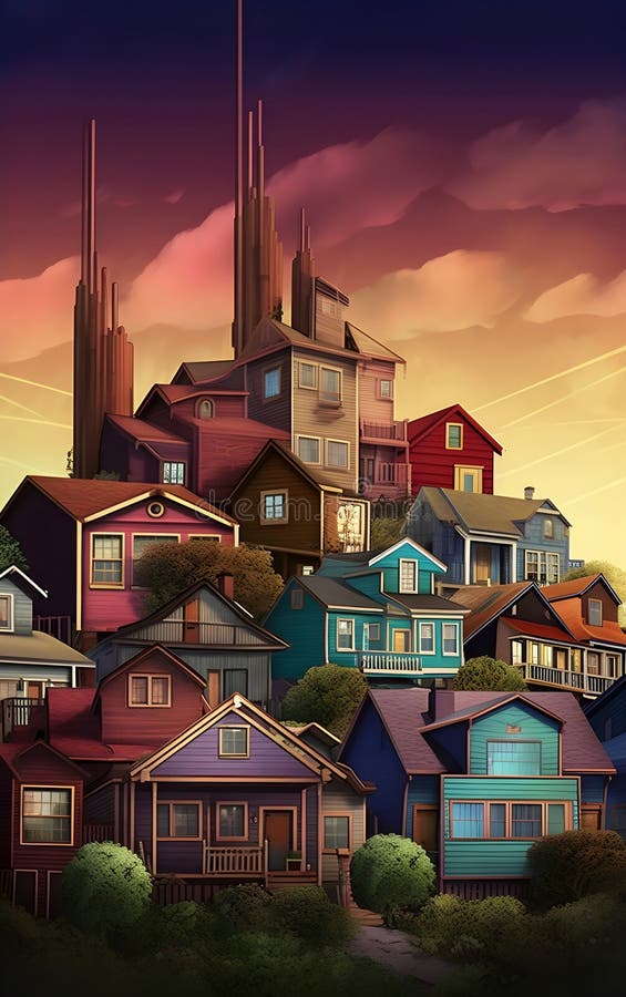 Buildings on an Upward Growth Graph Stock Illustration - Illustration ...