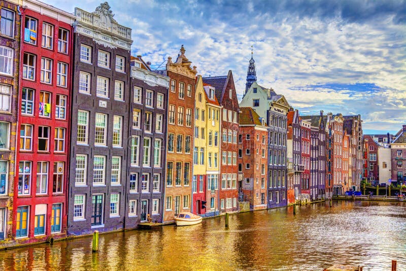 Buildings on the Water in Amsterdam Stock Image - Image of house ...