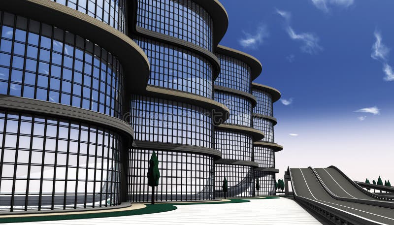 Buildings waves and road stock illustration. Illustration of modern ...