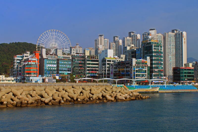 The Buildings and the Wheel of Busan Editorial Photo - Image of ...