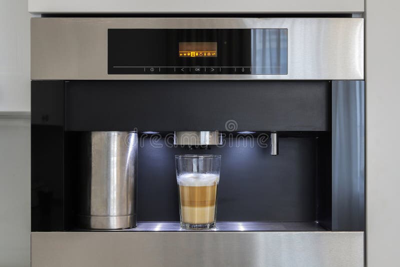 Built-in Automatic Coffee Machine in Kitchen Furniture Stock Image ...